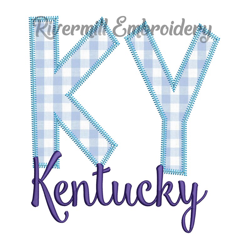 KY Kentucky Letters Zig Zag Applique Machine Embroidery Design | Etsy