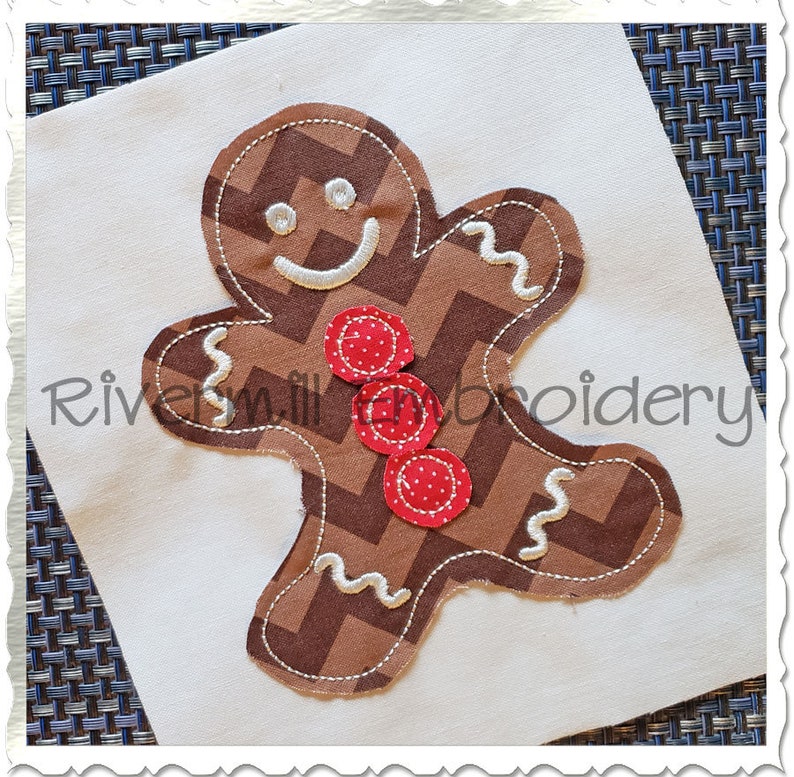 Raggy Gingerbread Man Applique Machine Embroidery Design 4 Sizes - Etsy