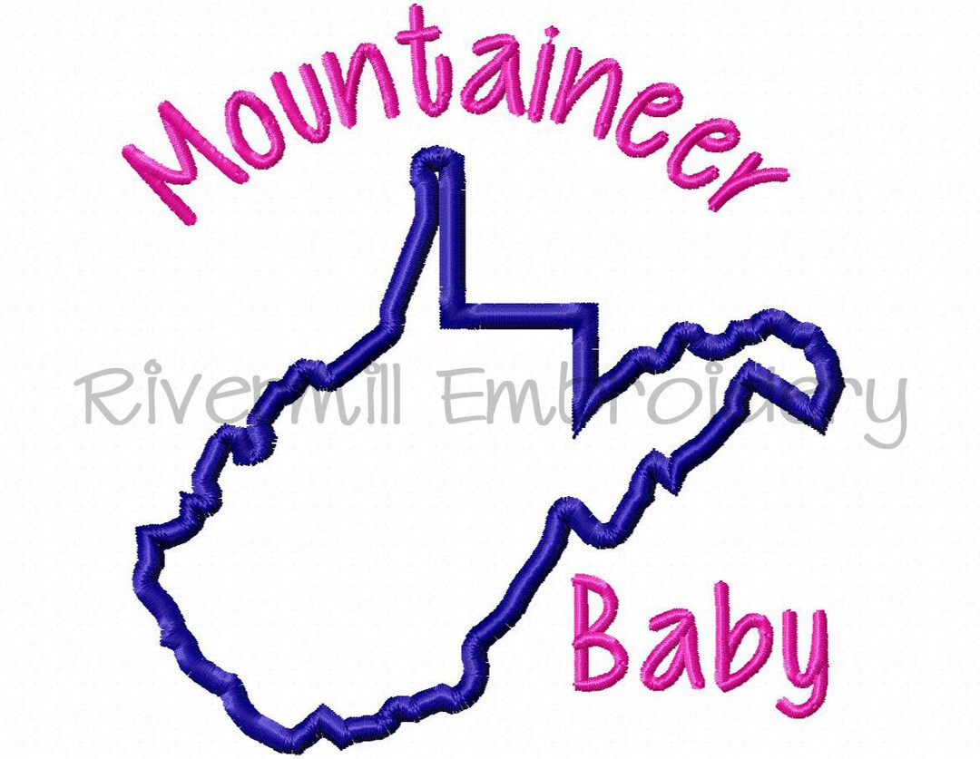 West Virginia Mountaineer Baby Applique Machine Embroidery Design - 4 ...