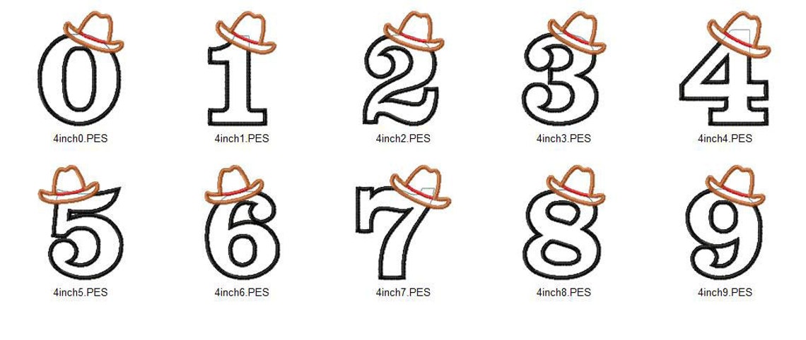 Cowboy Hat Applique Birthday Numbers Machine Embroidery Design - Etsy