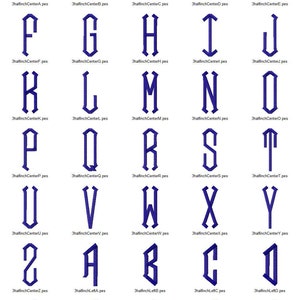 Large Point 3 Letter Monogram Machine Embroidery Font Alphabet - 3 ...