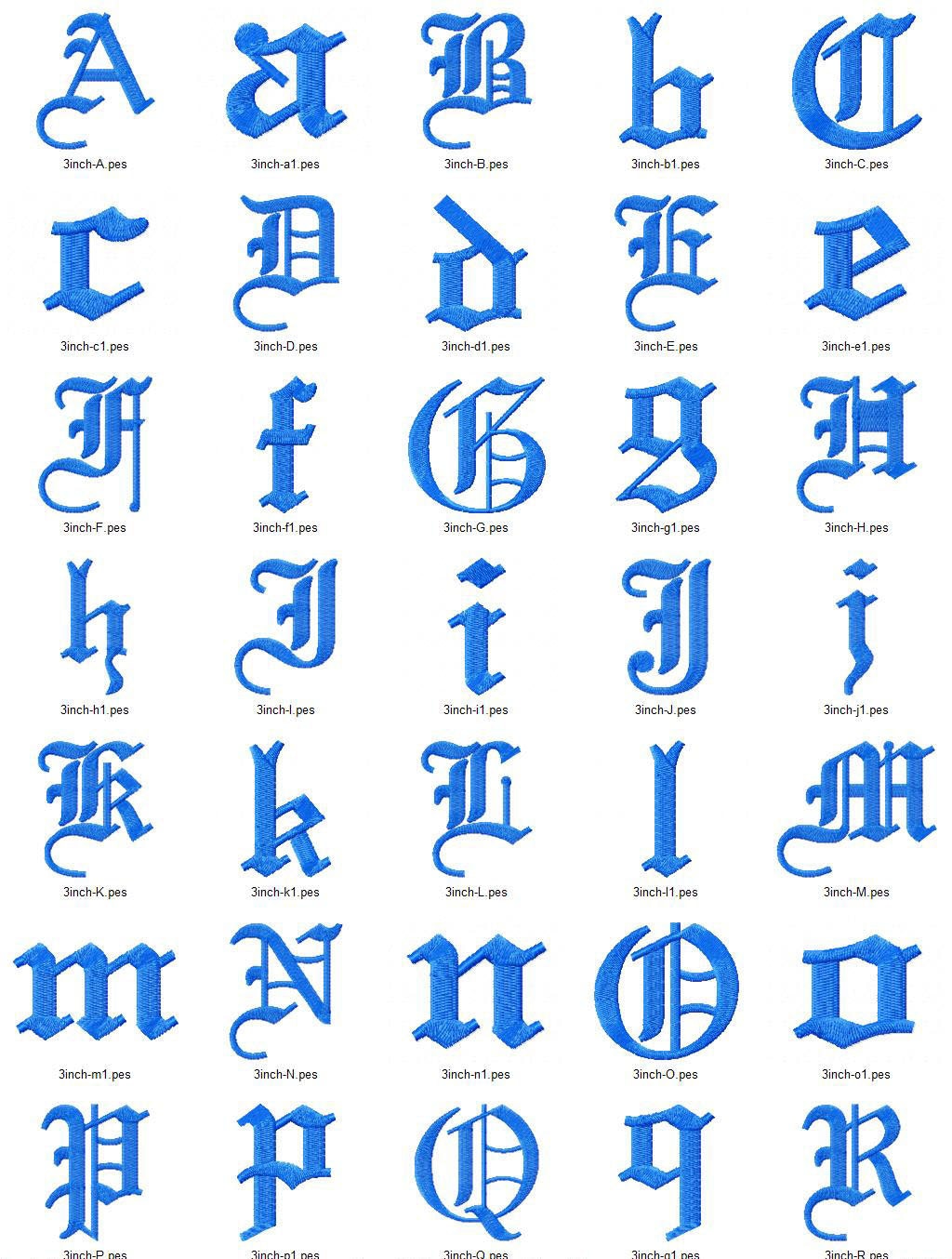 Old English Machine Embroidery Font Monogram Alphabet 3 - Etsy