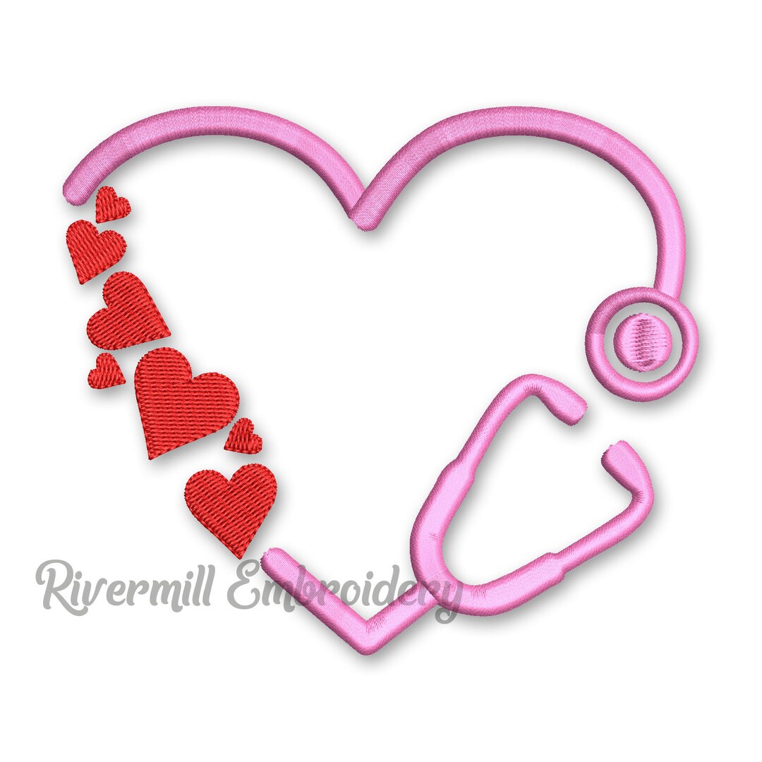 Heart Shaped Stethoscope Monogram or Initial Frame Machine Embroidery ...