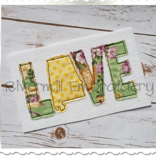Raggy Applique Alabama Love Machine Embroidery Design 4 Etsy