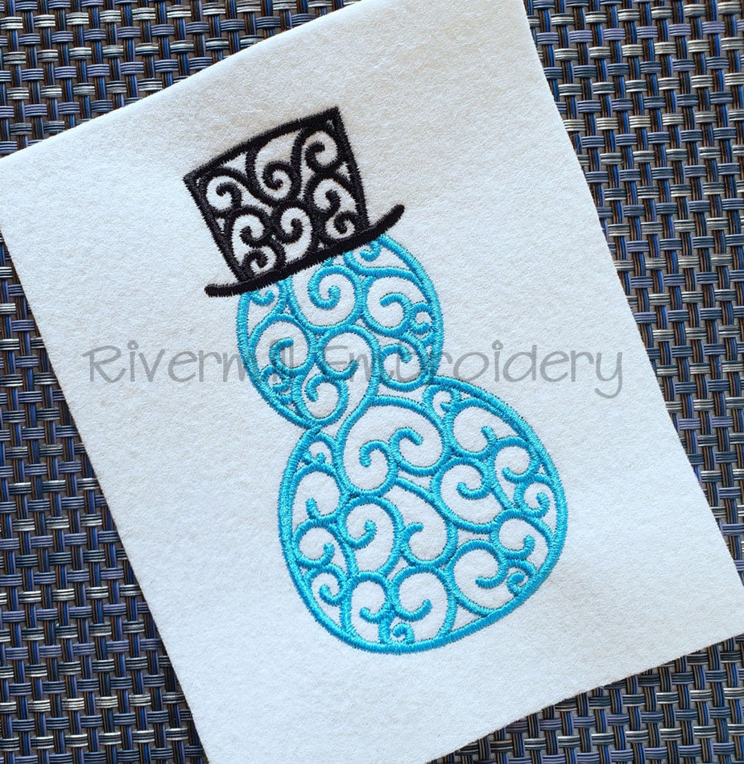 Swirl Snowman Machine Embroidery Design - 4 Sizes - Etsy