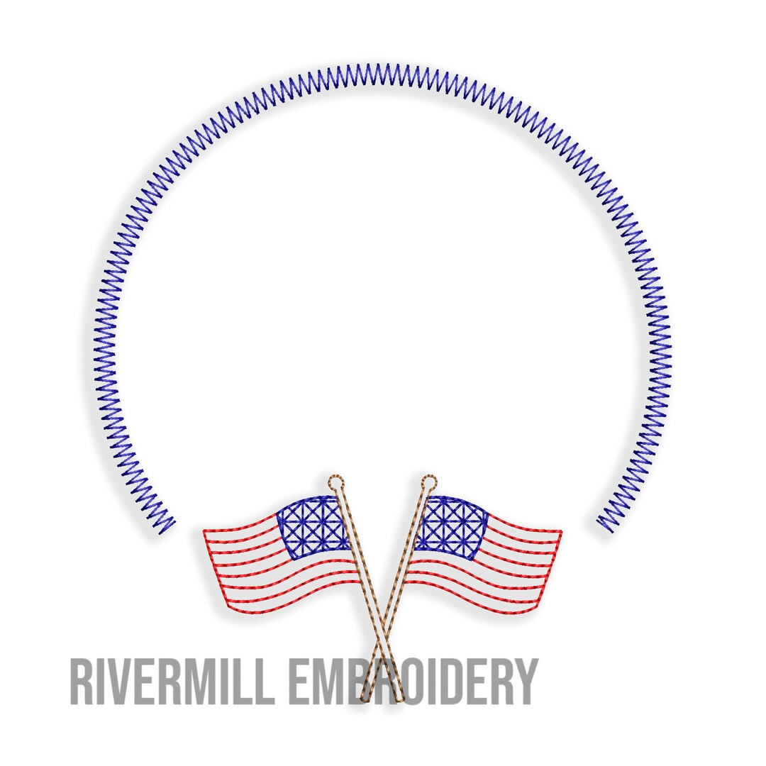Crossed American Flags Frame Machine Embroidery Design - Etsy