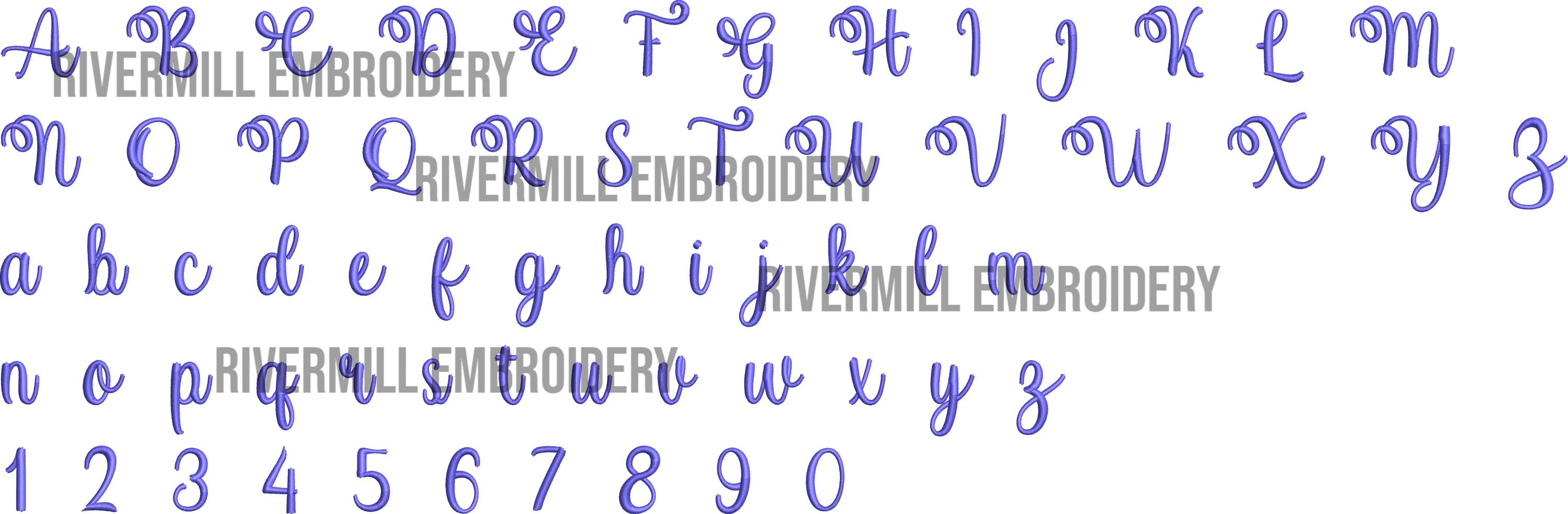 Harriet Script Machine Embroidery Font Monogram Alphabet - 3 Sizes - BX ...