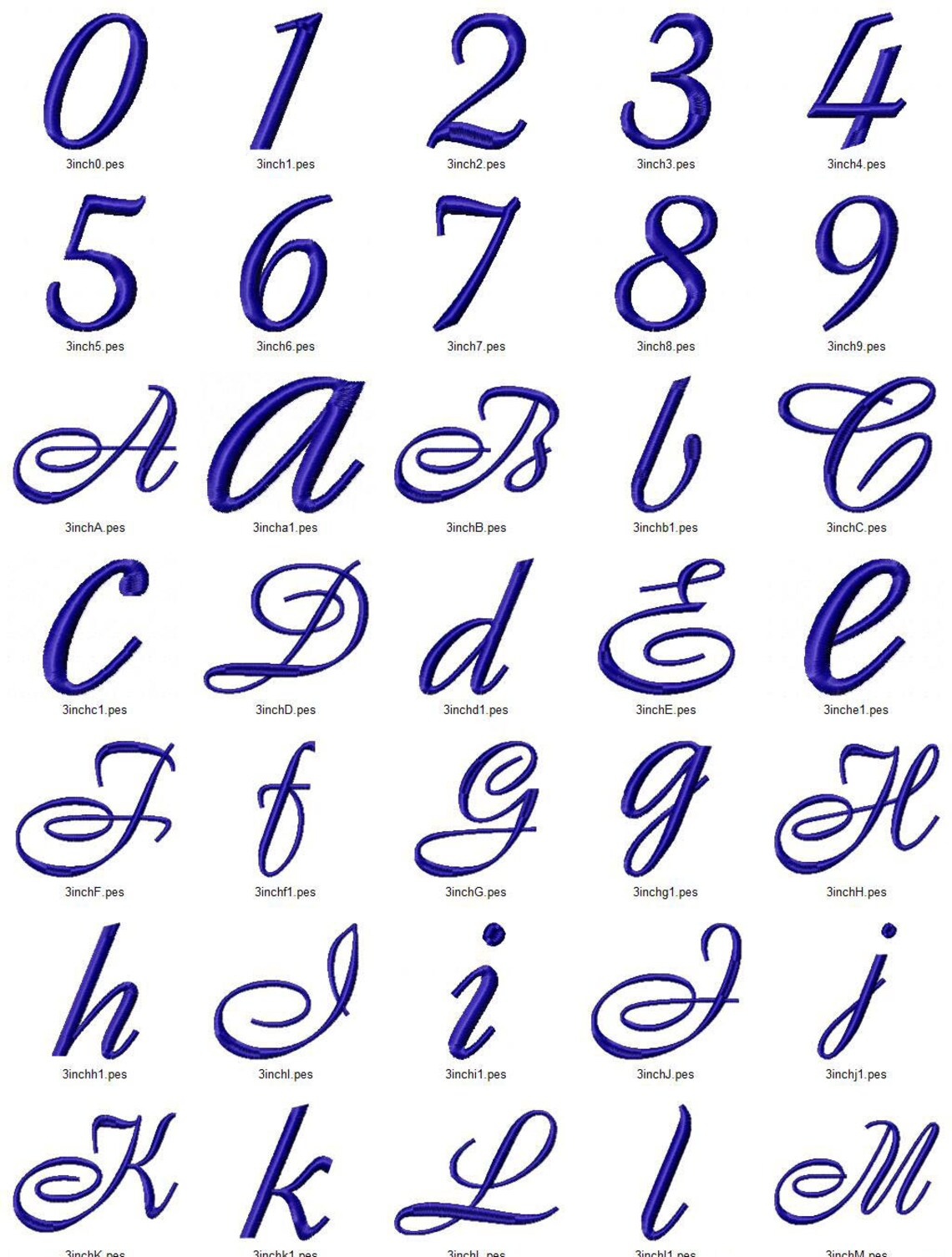 Frances Script Machine Embroidery Font Alphabet - 3 Sizes - BX Files ...