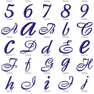 Frances Script Machine Embroidery Font Alphabet - 3 Sizes - BX Files ...