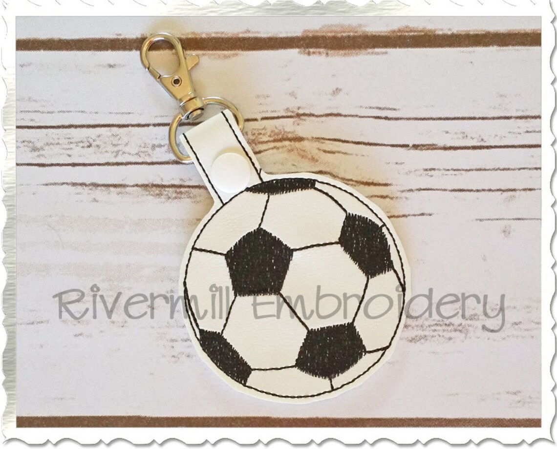 Soccer Ball in the Hoop Snap Tab Key Fob Machine Embroidery Design - Etsy