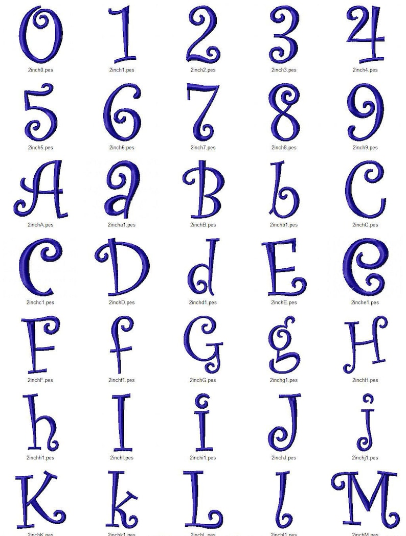Curlz Machine Embroidery Font Monogram Alphabet - 3 Sizes - BX Files ...