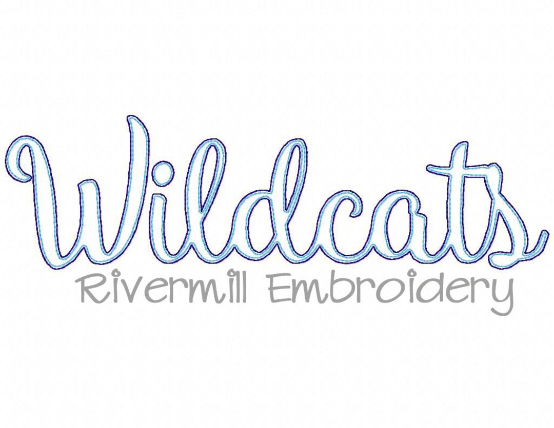 Wildcats Script Raggy Applique Machine Embroidery Design - 4 Sizes - Instant Download PES DST ...