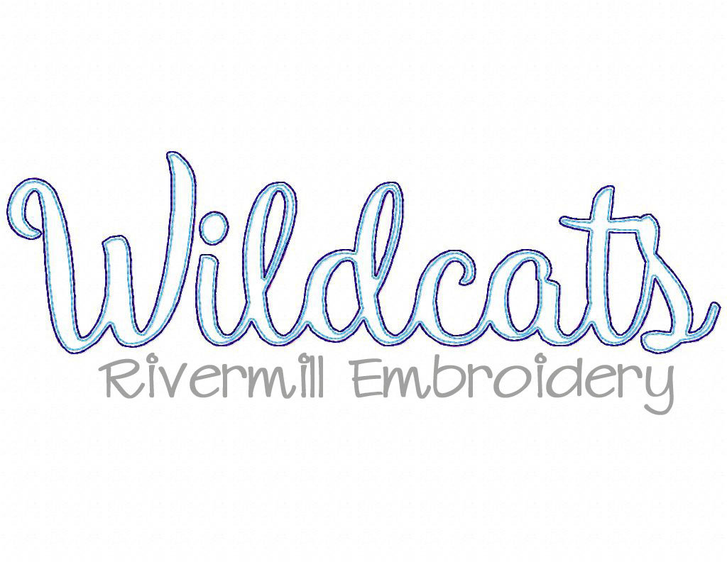 Wildcats Script Raggy Applique Machine Embroidery Design 4 | Etsy