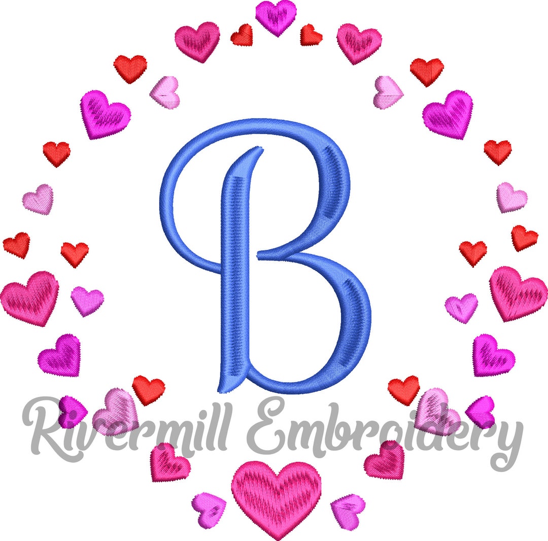 Circle of Hearts Monogram Frame Machine Embroidery Design - Etsy