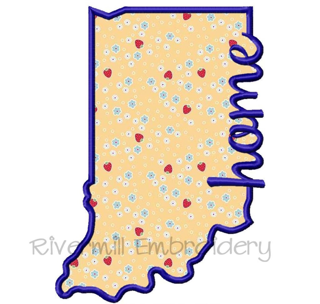 Indiana Home Applique Machine Embroidery Design - 5 Sizes - Instant ...