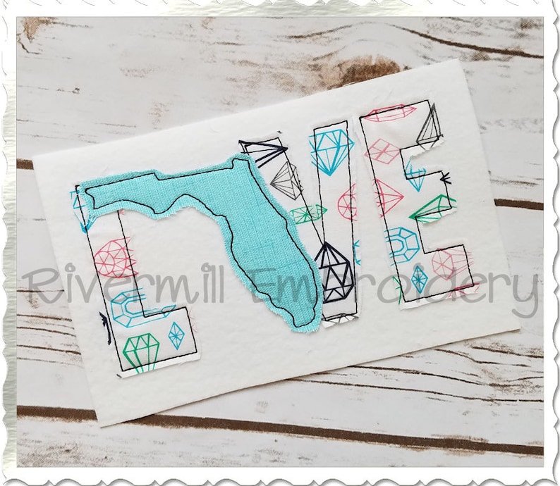 Raggy Applique Florida Love Machine Embroidery Design 4 Etsy
