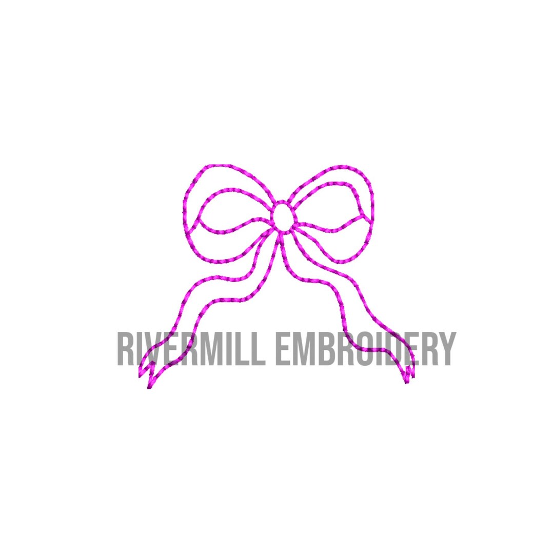 Mini Bean Stitch Bow Machine Embroidery Design #3 - Instant Download ...