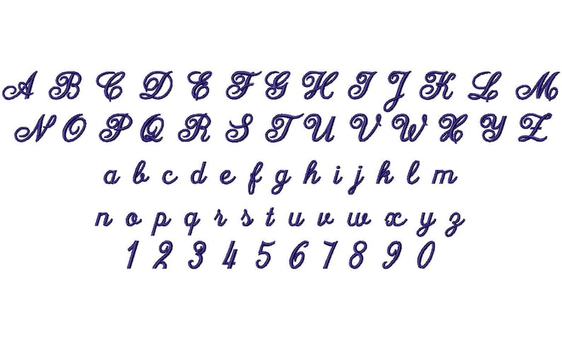 Small Mini Elegant Script Machine Embroidery Font Monogram | Etsy