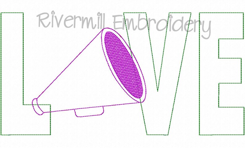 Raggy Applique Love With A Megaphone Machine Embroidery Design Etsy