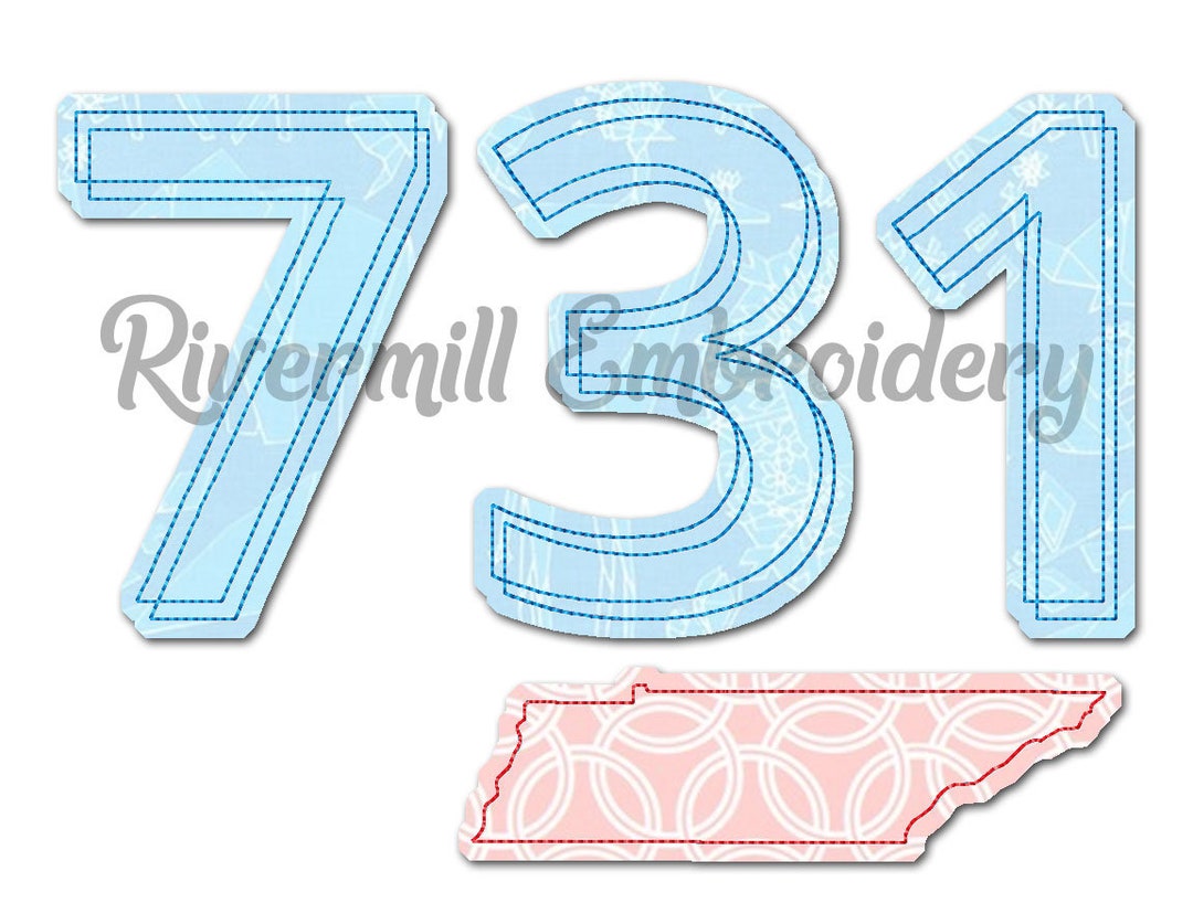 TN 731 Area Code Raggy Applique Machine Embroidery Design - 4 Sizes - Etsy