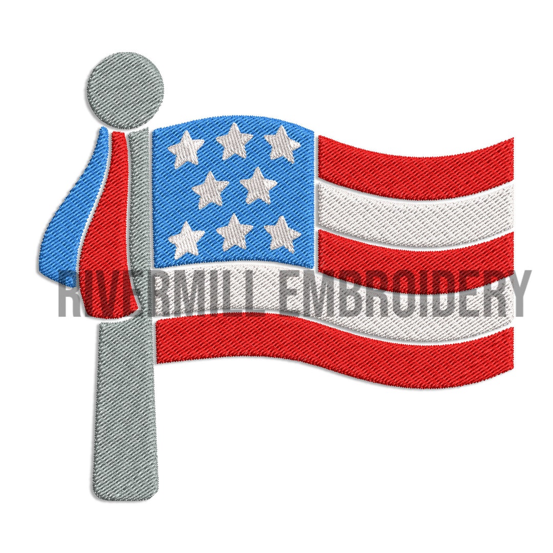 Cute American Flag Machine Embroidery Design - Etsy