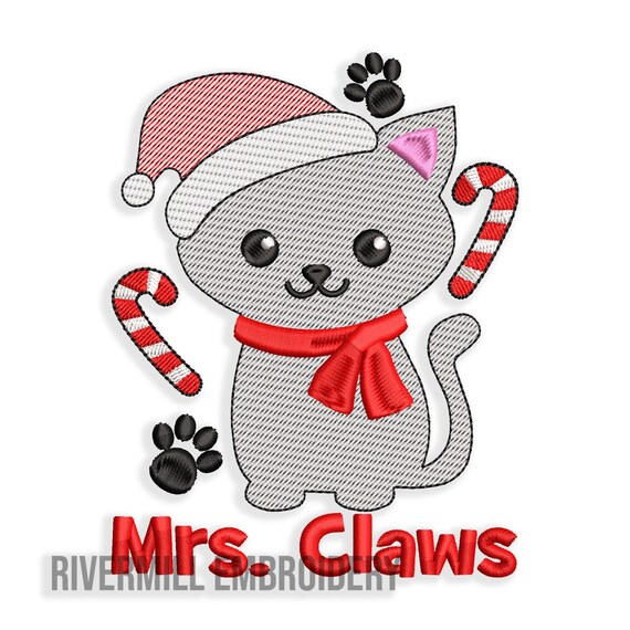 Mrs Claws Sketch Machine Embroidery Design Cute Cat Kitten - Etsy