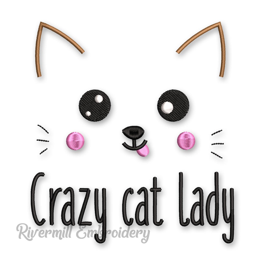 Crazy Cat Lady Machine Embroidery Design - 4 Sizes - Etsy
