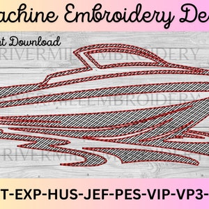 Boat in a Lake Sketch Style Machine Embroidery Design - 4 Sizes ...