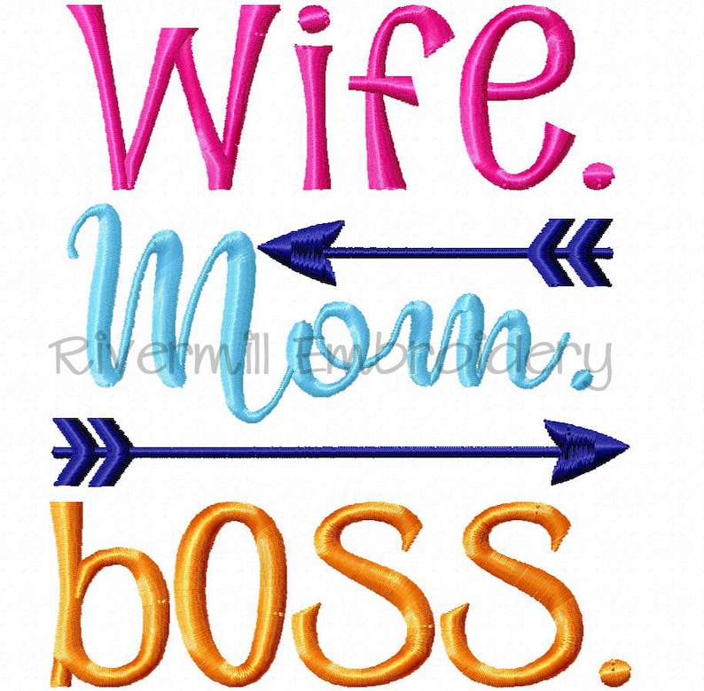 Wife Mom Boss Machine Embroidery Design 3 Sizes Etsy