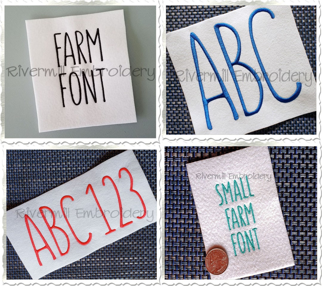 Font Pack - 4 Different Sized Sets - Farm Style Machine Embroidery Font ...