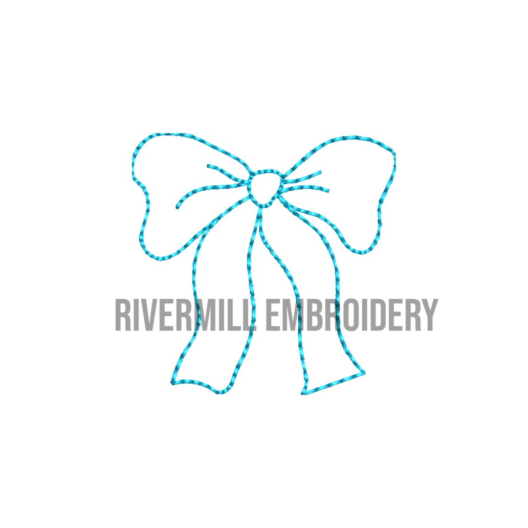 Mini Bean Stitch Bow Machine Embroidery Design #2 - Instant Download ...