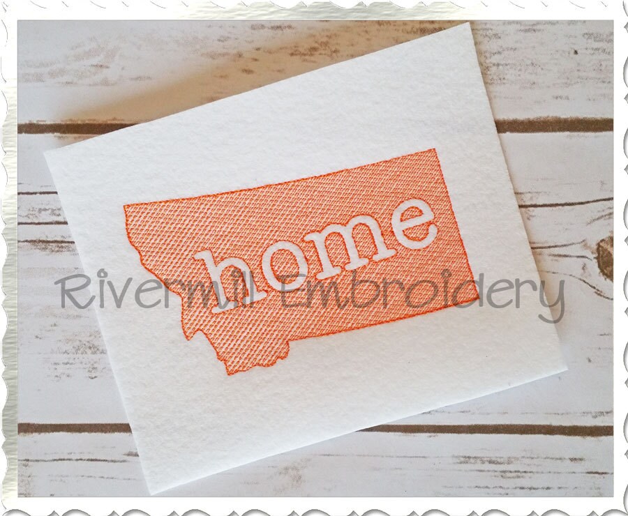 Vintage Sketch Style Montana Home Machine Embroidery Design | Etsy