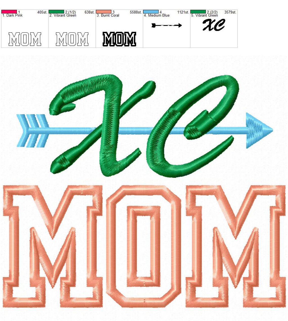 XC Cross Country Mom Applique Machine Embroidery Design 3 | Etsy