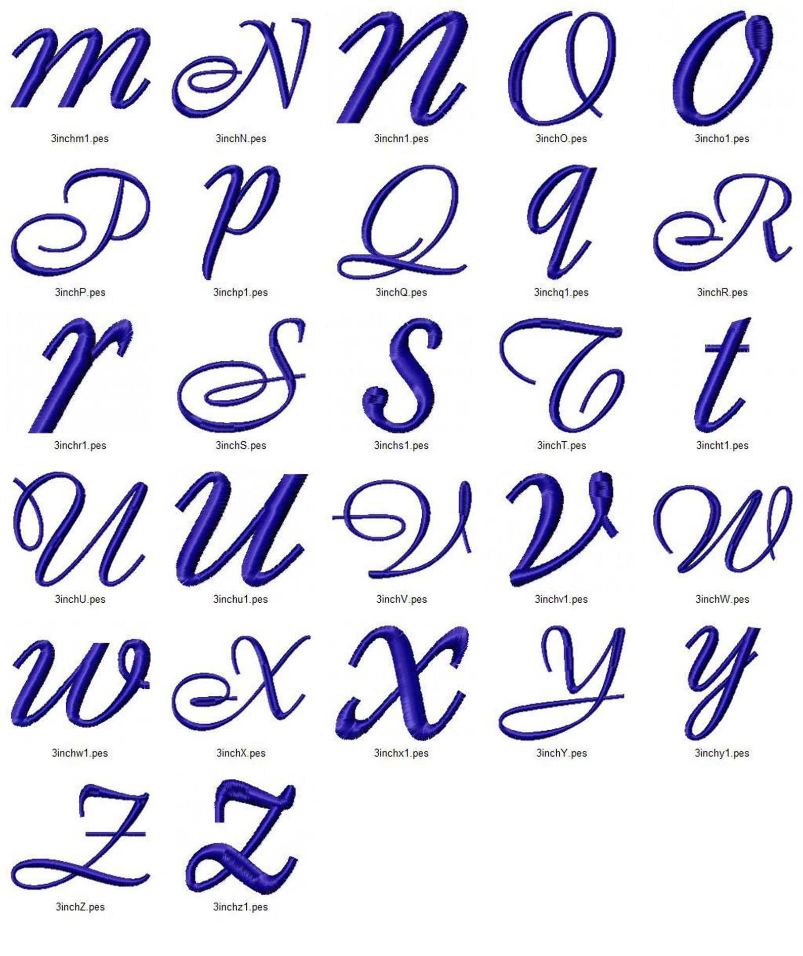 Frances Script Machine Embroidery Font Alphabet - 3 Sizes - BX Files ...
