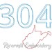 West Virginia WV 304 Area Code Raggy Applique Machine Embroidery Design ...
