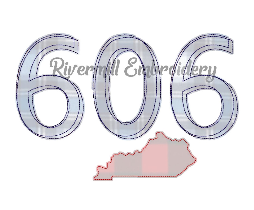 KY 606 Area Code Raggy Applique Machine Embroidery Design - 4 Sizes ...