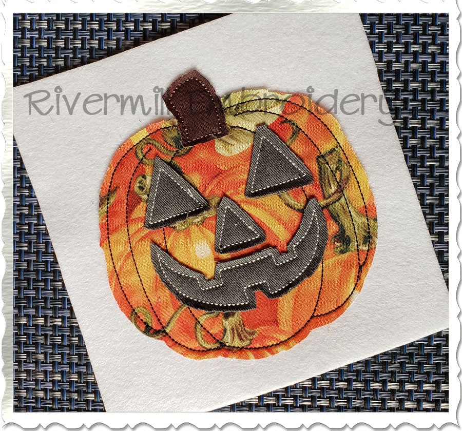 Raggy Applique Jack O Lantern Machine Embroidery Design 4 | Etsy