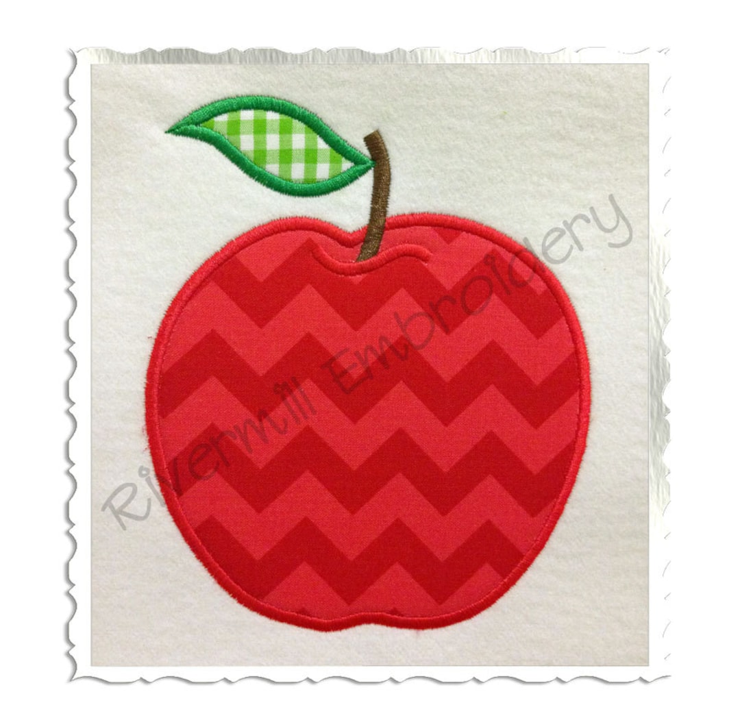 Apple Applique Machine Embroidery Design (style #2) - 4 Sizes - Instant ...