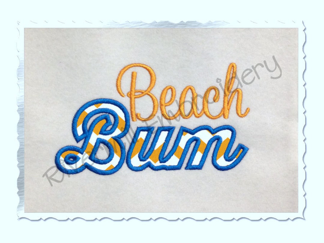 Beach Bum Applique Machine Embroidery Design - 4 Sizes - Instant Download PES DST Digital File ...