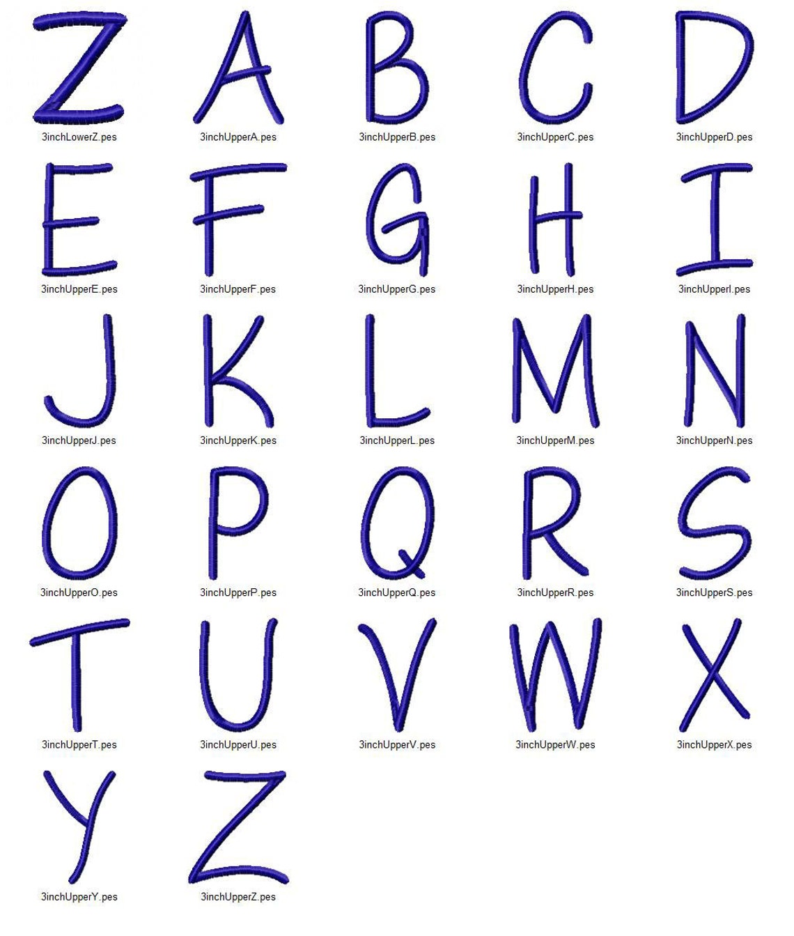 Shelley Machine Embroidery Font Monogram Alphabet - 3 Sizes - BX Files ...