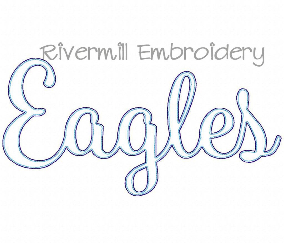 Eagles Script Raggy Applique Machine Embroidery Design - 4 Sizes ...