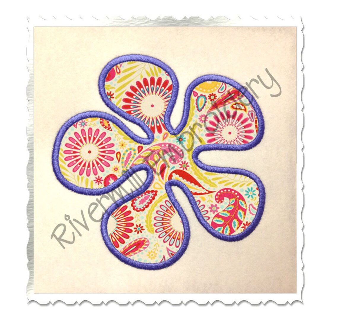Applique Funky Flower Machine Embroidery Design - 4 Sizes - Instant ...
