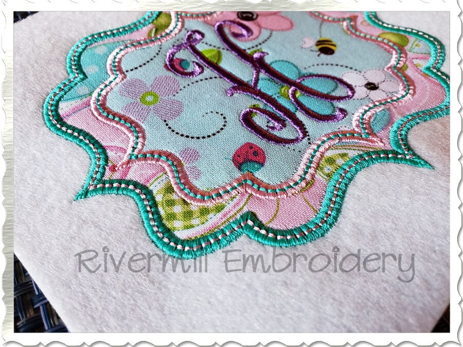 Double Applique Name or Monogram Frame (#12) Machine Embroidery Design ...