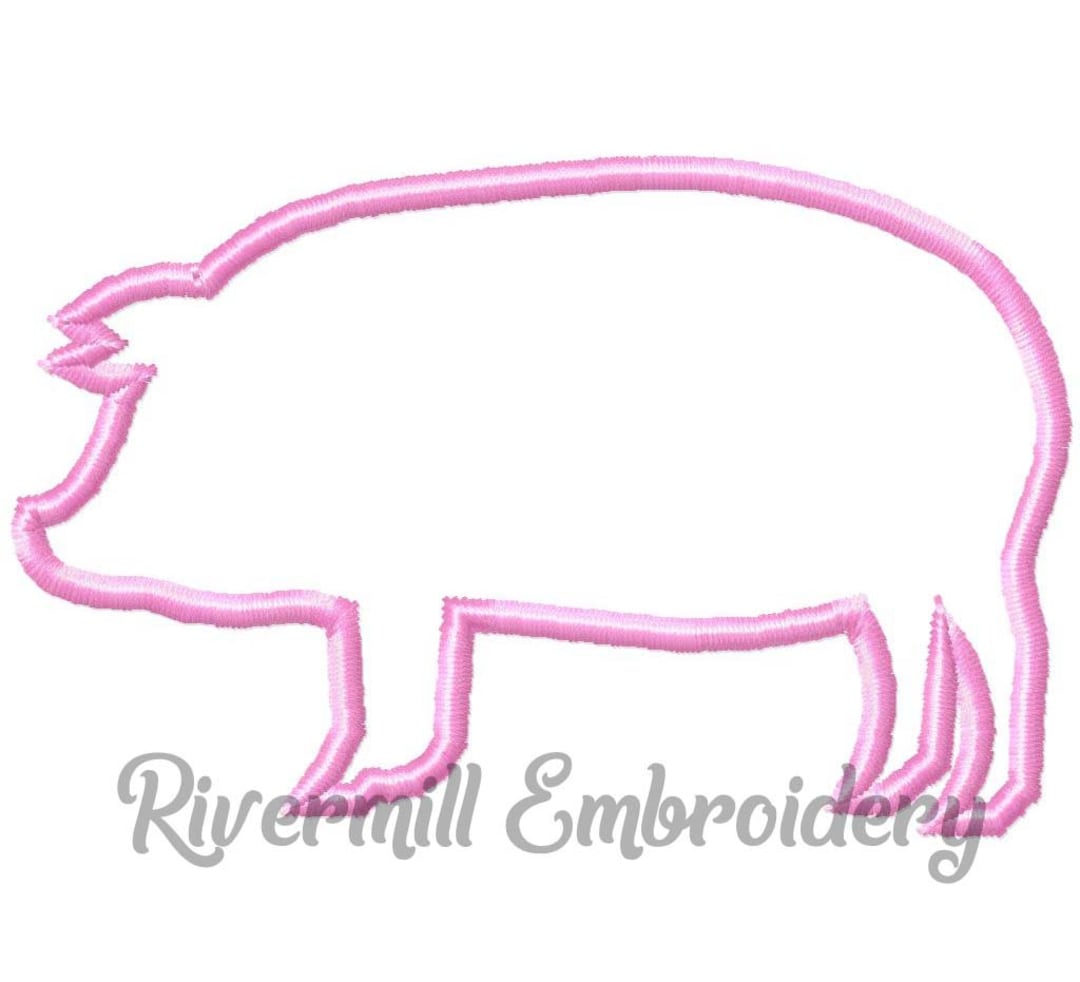 Small Pig Outline Machine Embroidery Design - 4 Sizes - Etsy