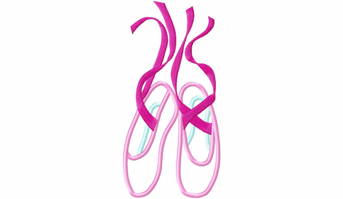 Ballet Shoes With Ribbons Applique Machine Embroidery Design - Etsy