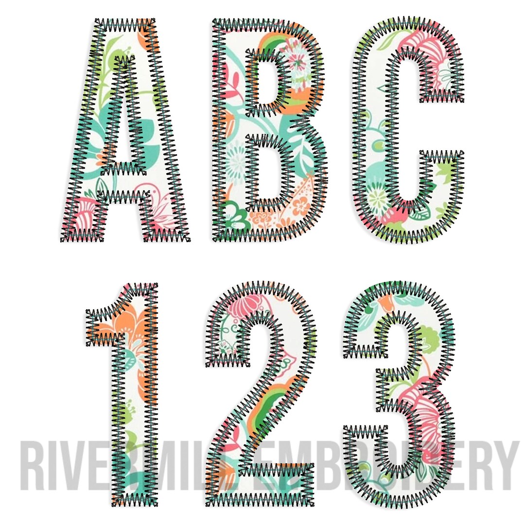 Small Walter Zig Zag Applique Machine Embroidery Font Alphabet - BX Files Instant Download ...