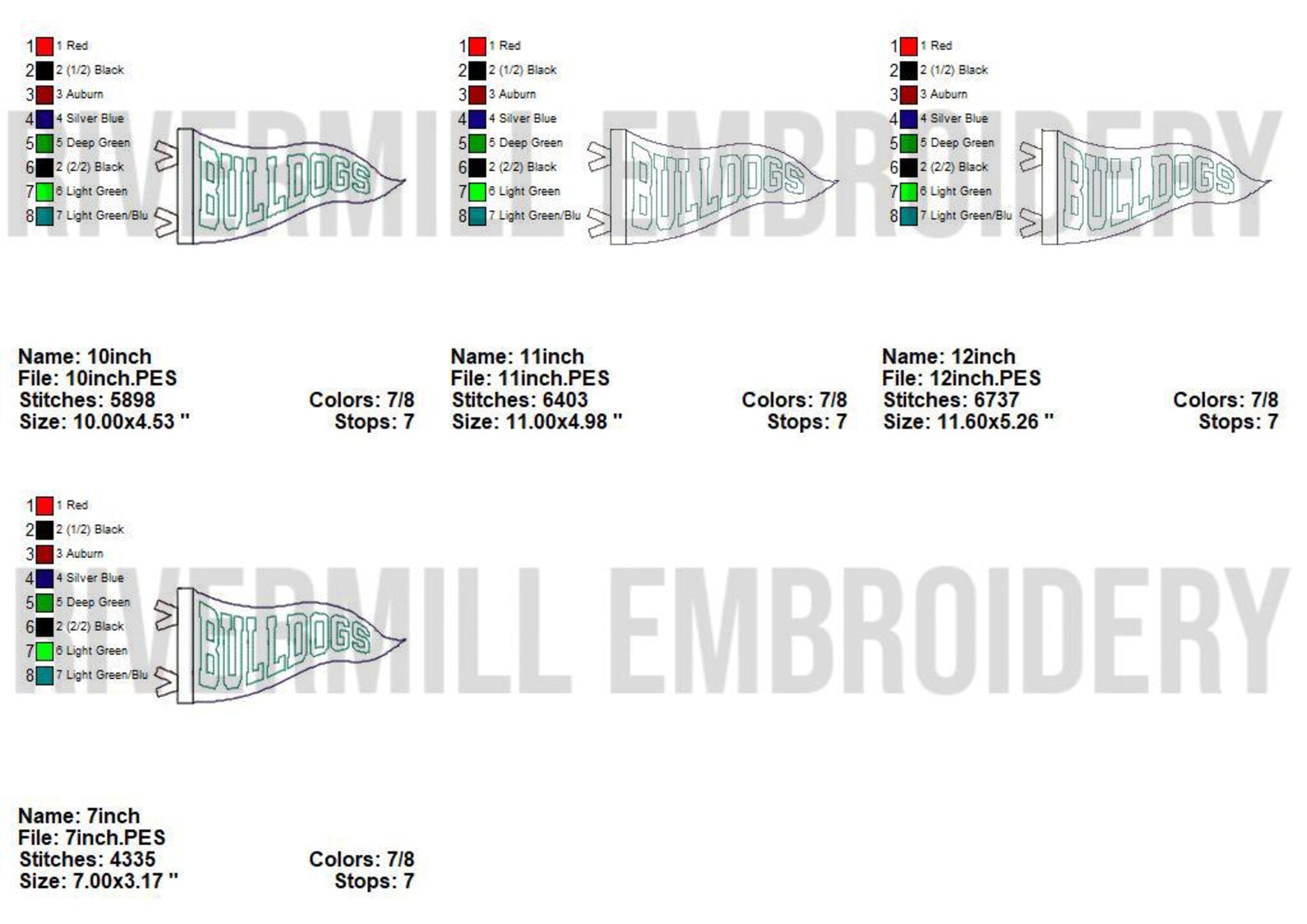Bulldogs Wavy Pennant Flag Bean Stitch Raggy Applique Machine ...