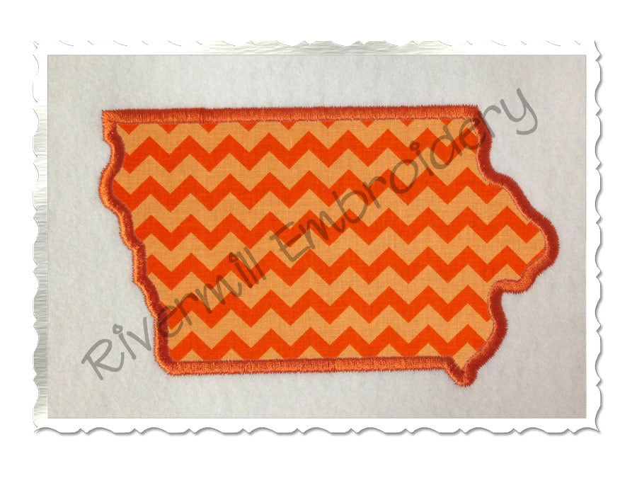 State of Iowa Applique Machine Embroidery Design - 4 Sizes - Instant ...