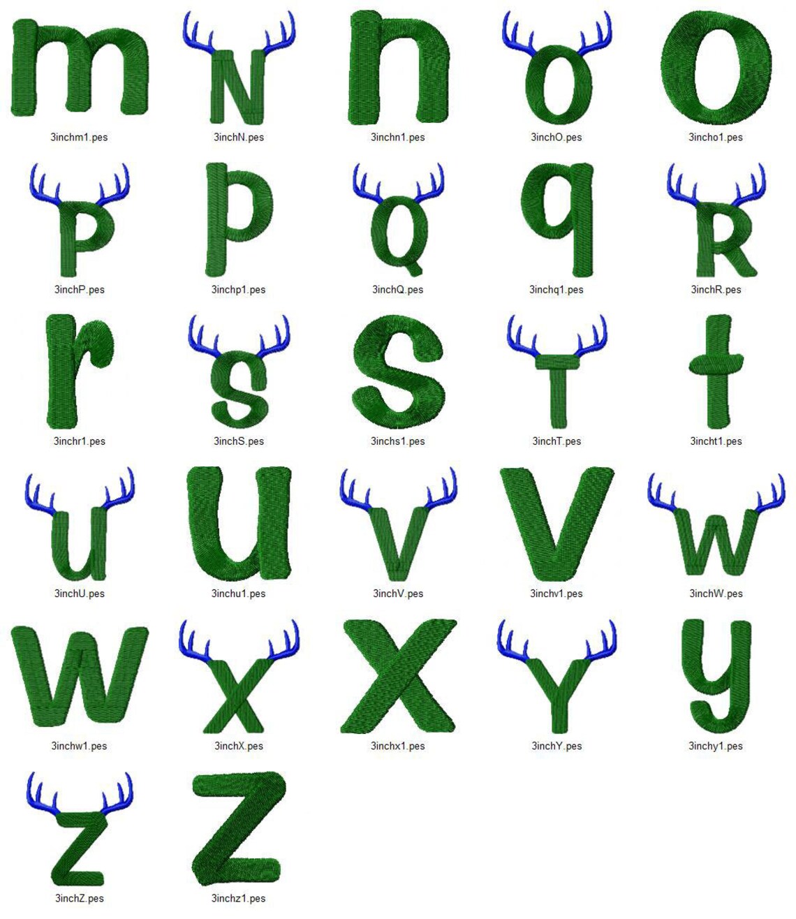 Antlers Alphabet Machine Embroidery Font Alphabet - 3 Sizes - BX Files ...