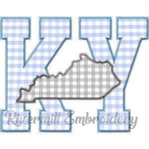 Large KY Kentucky Letters & State Zig Zag Applique Machine Embroidery ...